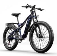 China 500W Full Suspension Fat Tire Electric Bike 48V 17.5Ah Integrated Battery for sale