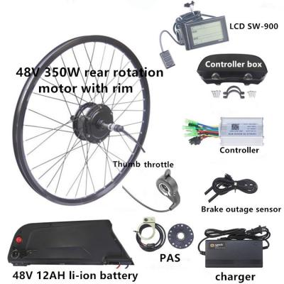 China 48V 12AH 350W Brushless Motor Ebike Conversion Kit for 16-28 Inch Wheels for sale