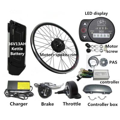 China 36V 13AH Lithium Battery Electric Bike Kit 250W 500W Brushless Motor LED LCD Display for sale