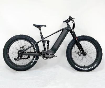 China 48V 1000W Bafang Mid Drive Electric Mountain Bike 26 Inch Fat Tire Full Suspension Ebike for sale