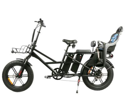 China 500W Electric Cargo Bicycle Dual 13Ah Lithium Battery 20 Inch Fat Tire Ebike for sale