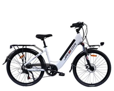 China Ladies Step Thru Electric City Bike 36V 11Ah 7 Speed 26 Inch Aluminum Frame for sale