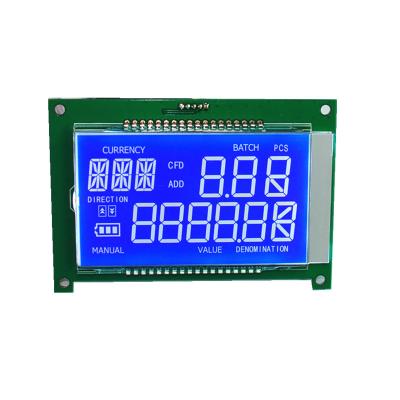China Currency Counter STN Segment LCD Display Blue White Monochrome Module For Money Counting Machine for sale