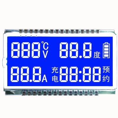 China Charging Pile Controller LCD Blue White HTN Segment Display With Pin Connection Shenzhen Manufacturer for sale