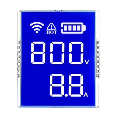 China Blue White HTN Negative LCD Segment Display 12 Oclock View 1/4 Duty 1/3 Bias 5.0V PIN Type for Thermostat for sale