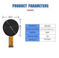 China 1.46 Inch Round IPS TFT LCD Display with 360x360 Resolution and ST77916 Driver for sale