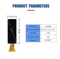China 1.65 Inch 142x428 Long Strip TFT LCD Display IPS NV3007 4 SPI All View Color Screen for sale