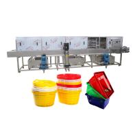China 36kw Industrial Plastic Crate Washing Machine For Food Container Box Cleaning for sale