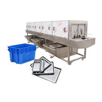 China 36kw Industrial Plastic Crate Washing Machine For Food Container Box Cleaning for sale