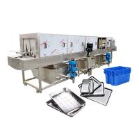 China 36kw Industrial Plastic Crate Washing Machine For Food Container Box Cleaning for sale