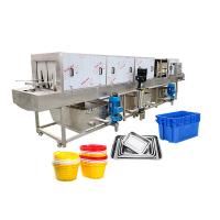 China 36kw Industrial Plastic Crate Washing Machine For Food Container Box Cleaning for sale