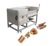 China Industrial 500kg/h Potato Ginger Roller Washer Brush Peeling Machine Easy to Operate for sale