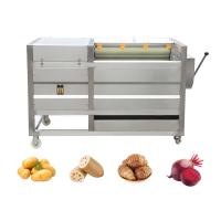 China Stainless Steel Brush Roller Electric Potato Peeler Machine 9pcs Rollers 380v Voltage for sale