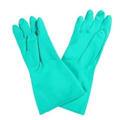 China Nitrile Green Nitrile Glove Featuring Textured Fingertips Ideal for Precision Handling and Chemical Resistance Tasks for sale