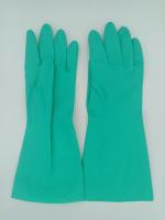 China Flocked Lining Nitrile Solvent Resistant Gloves Household Green Chemical Nitrile Glove for sale