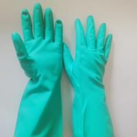 China Textured Fingertips Nitrile Glove of Green Ideal for Heavy-Duty Industrial/Household Task for sale