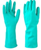 China 13 Inches Length Green Supper Nitrile Hand Glove with Textured Fingertips for sale