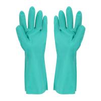 China Kitchen use  Green Nitrile Glove  Flocked Lining for sale
