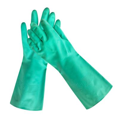 China Ambidextrous Green Nitrile Glove CE Certified Durable Chemical Resistant  oil for industrial use for sale