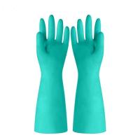 China 33 CM Length Green Nitrile Hand Glove for Pharmaceutical Industry for sale