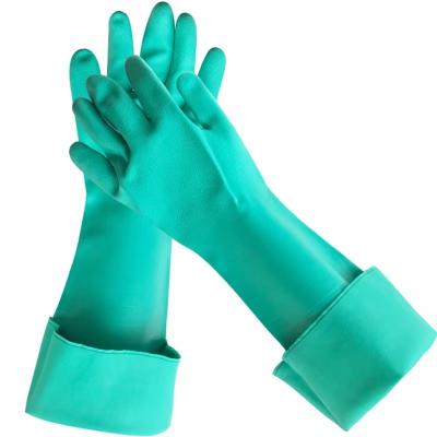 China Green Chemical Nitrile Glove 18 Inches  22mil Unflocked Industrial Nitrile Glove for sale