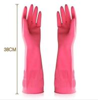 China 100G/Pair 38CM Extra Long Cleaning Gloves Flocked Lining Extra Long Dish Gloves for sale