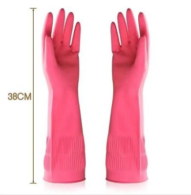 China 100G/Pair 38CM Extra Long Cleaning Gloves Flocked Lining Extra Long Dish Gloves for sale