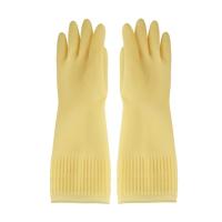 China Anti Leakage Flock Lined Gloves Natural Latex 380mm Extra Long Dish Gloves for sale