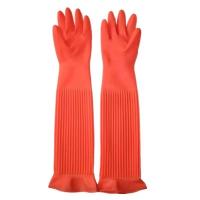 China 55CM Flock Lined Household Gloves 195G/Pair Extra Long Work Latex Gloves for sale