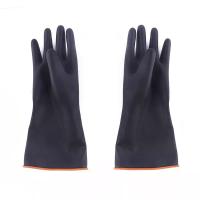 China Acid Resistance Black Industrial Rubber Gloves Heavy Duty Orange Lining for sale