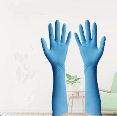 China Household Extended Cuff Nitrile Exam Gloves Disposable 400mm Length for sale