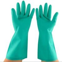 China 33 CM Length Green Nitrile Hand Glove Featuring Unflocked Lining Suitable for Medical Laboratory and Pharmaceutical Industry for sale