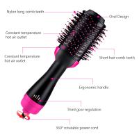 China Hair Care AC 240V PTC Fast Heater Electric Comb Straightener pink 3 In 1 hot Air Hair dryer Brush for sale