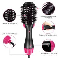 China Hair Care AC 240V PTC Fast Heater Electric Comb Straightener pink 3 In 1 hot Air Hair dryer Brush for sale