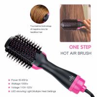 China Pink And Black Nylon Paddle AC240V PTC Heater Hair Dryer Brush 3 In 1 for sale