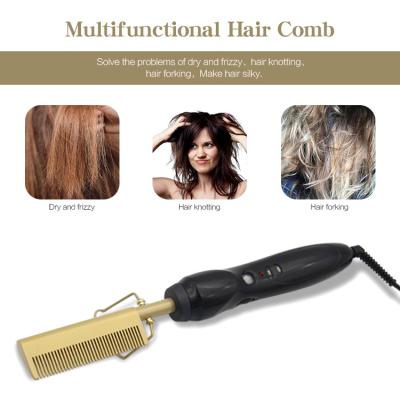 China Hair Care Dual Voltage 45W 450F Titanium Hot Iron Comb For Women for sale