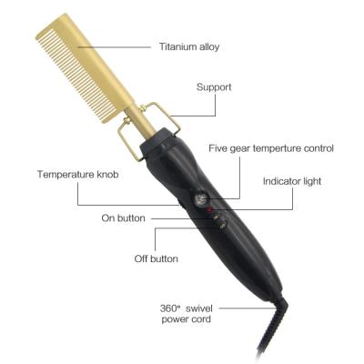 China AC110V Portable Titanium Hair Curling Comb , Hair Hot Comb For Black Hair for sale