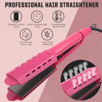 China Salon PTC LED Display Ceramic Titanium Plate Wet To Dry Professional Steam Hair Straightener for sale