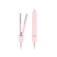 China Portable USB Rechargeable Cordless 2 in 1 Hair Straightener Rolling Mini Wireless Lipstick Splint for sale