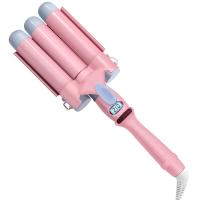 China LCD Screen PTC Heater 32mm Triple Barrel Curling Iron For Short Hair for sale