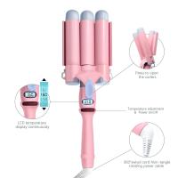 China 32mm 3 Barrel Hair Waver Dual Voltage Curling Iron Ceramic Hair Curler for sale