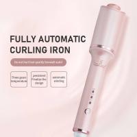 China FCC PTC Anti Scald Automatic Curling Iron Wand Ceramic Rotating Barrel Hair Curler Auto Shut Off for sale
