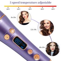 China ROHS Portable USB Hair Curler Cordless Ceramic Automatic Rotating Curling Iron Purple for sale