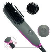 China PTC Heating Aluminum Electric Hair Brush Portable Mini Hair Straighteners Brush FCC for sale