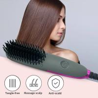 China Anti Scald  PTC Heating Electric Hair Brush Dual Voltage Anion Straightener Comb For Women for sale