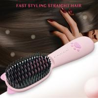 China 2600mAh Cordless Child Electric Hair Brush USB Chargeable Cute Hair Straightener Brush DC 5V 2A for sale