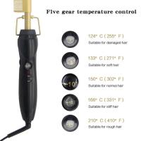 China Hair Care Dual Voltage 45W 450F Titanium Hot Iron Comb For Women for sale
