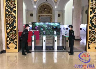 China No Noise Library Exhibition Hall Swing Barrier Gate With Facial Recognition / RFID Card for sale