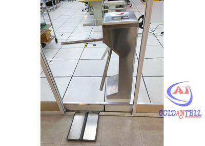 China Electric Automatic Vertical Tripod Turnstile Gate With Card Reader ESD Foot Checker for sale