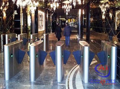 China Security entrance Flap Barrier Gate / Fingerprint full height turnstiles for sale